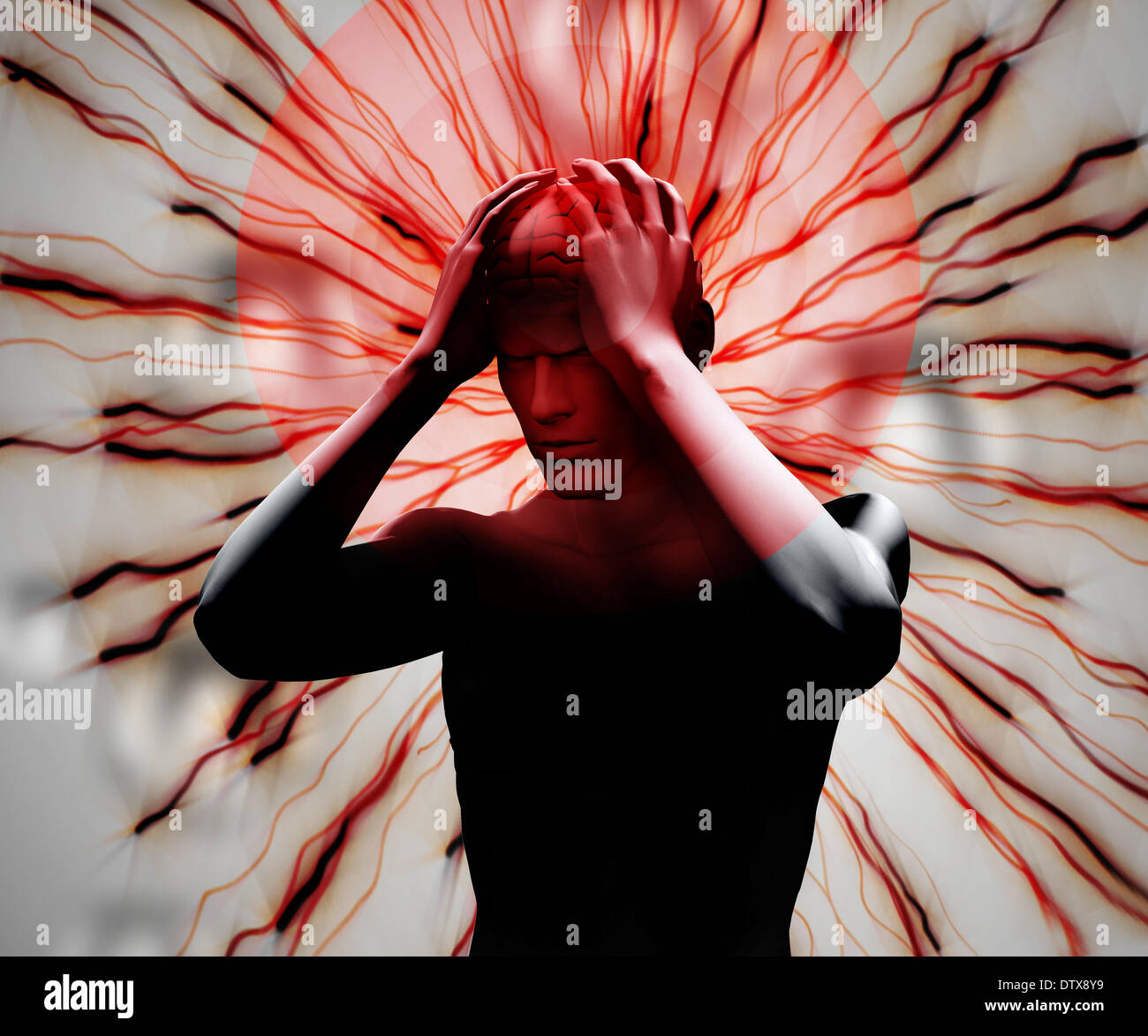 Digital body with headache Stock Photo - Alamy