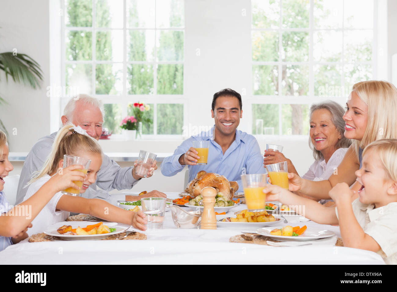Family toasting at thanksgiving Stock Photo - Alamy