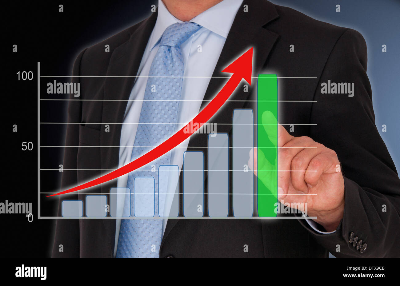 Businessman with Performance Chart Stock Photo - Alamy
