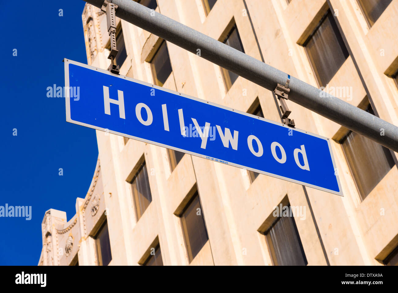 The blue Hollywood Blvd. Street sign Stock Photo - Alamy