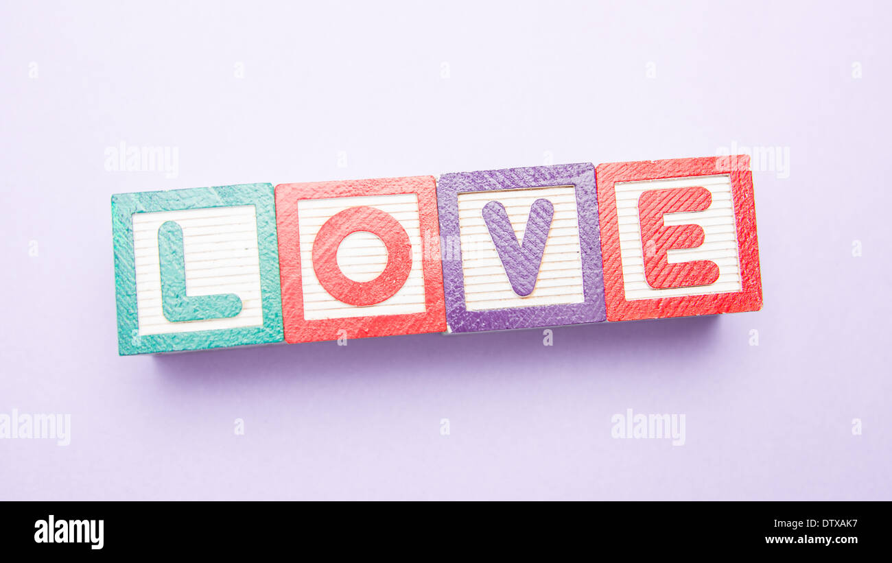 Building blocks spelling out love Stock Photo - Alamy