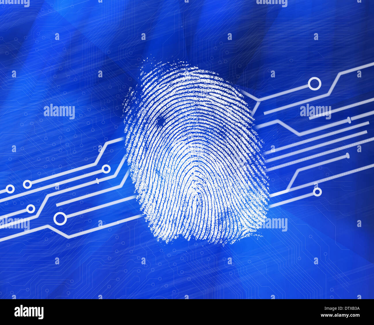 Fingerprint on digital blue background Stock Photo - Alamy