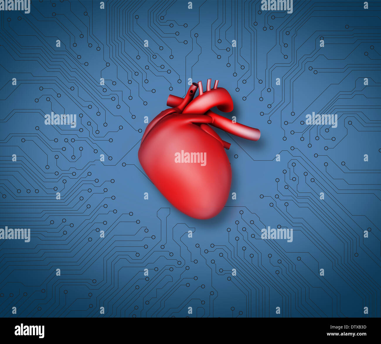 Diagram of a heart and technology Stock Photo - Alamy