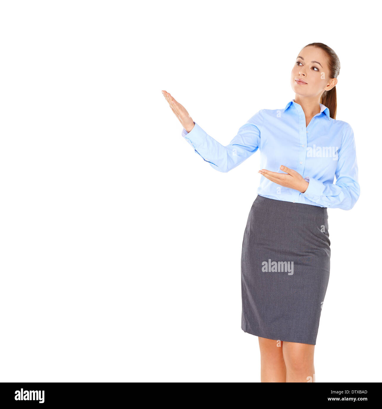 Beautiful young woman pointing left hi-res stock photography and images ...