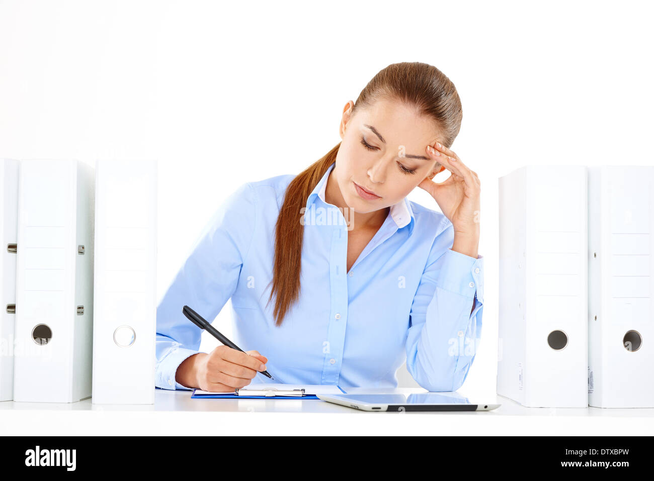 Working at desk Cut Out Stock Images & Pictures - Alamy