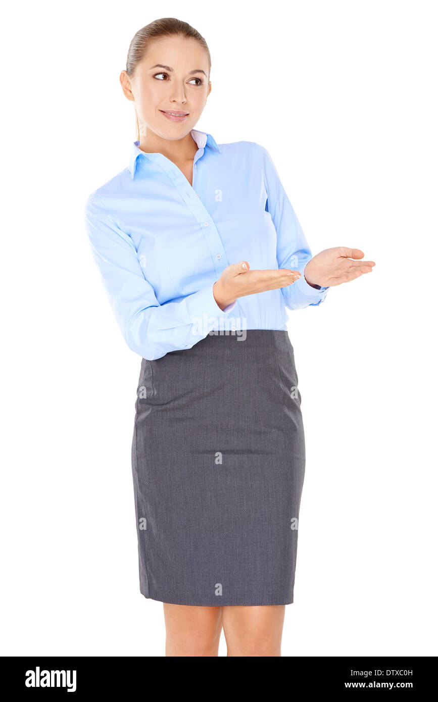 Businesswoman points hi-res stock photography and images - Alamy