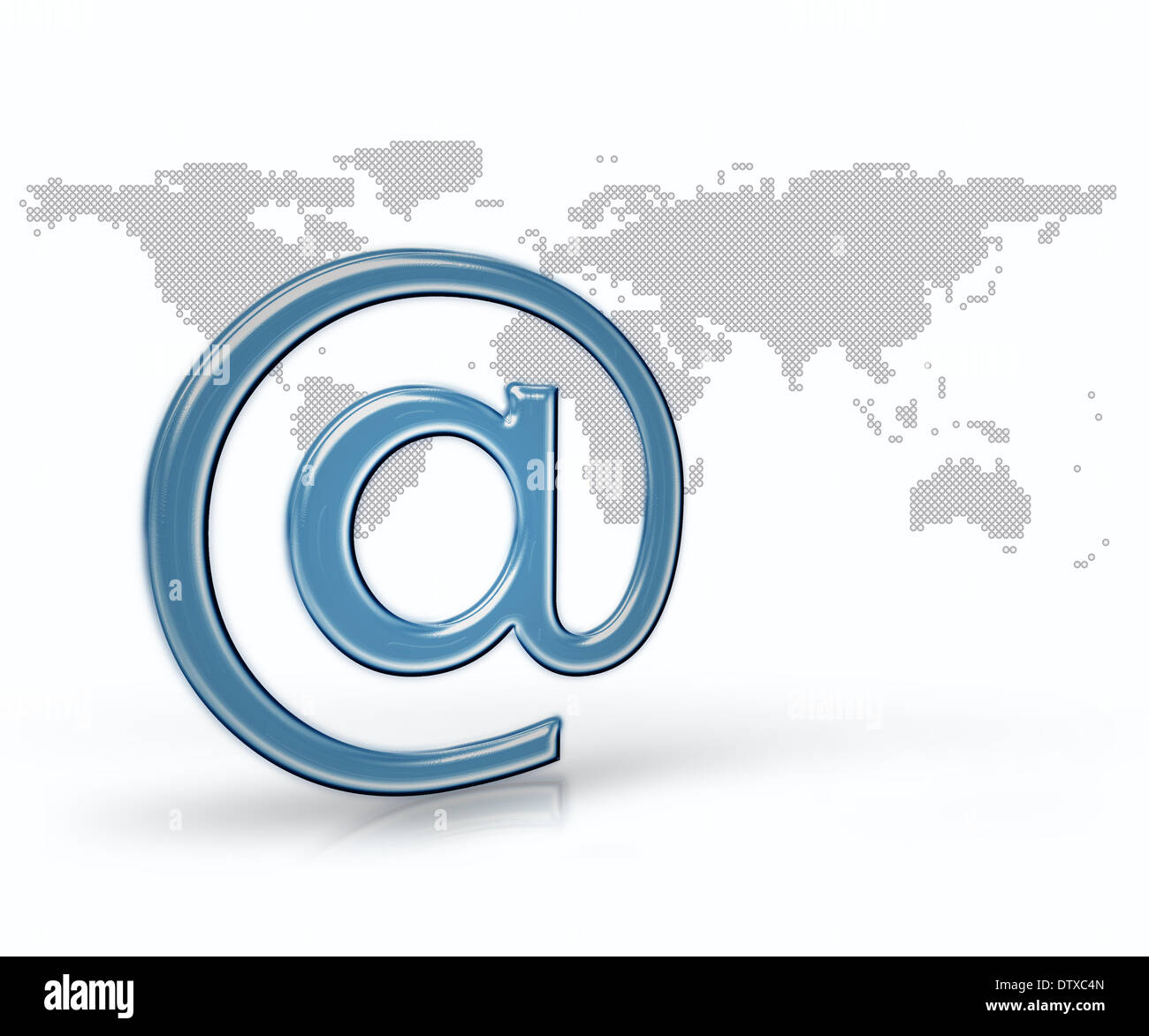 Blue email at symbol on white background Stock Photo - Alamy