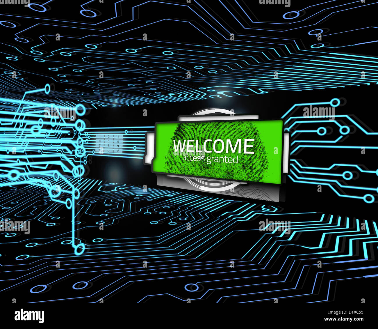 Welcome screen in digital circuit board Stock Photo - Alamy