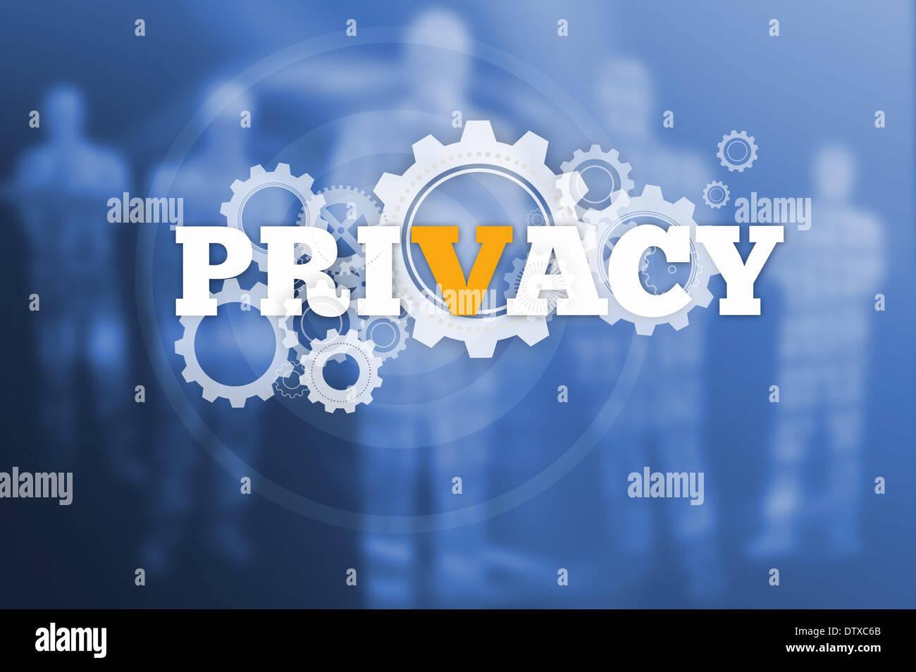Privacy text with wheels and cogs Stock Photo - Alamy