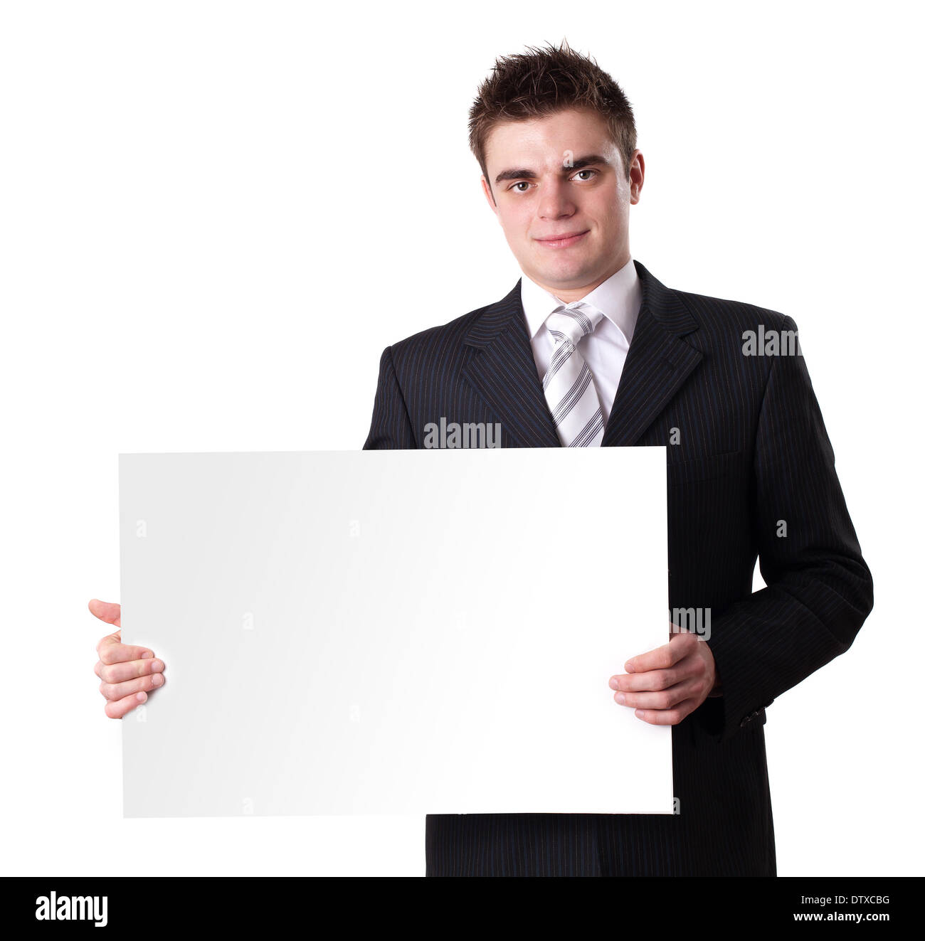 man Holding Blank Sign Stock Photo - Alamy