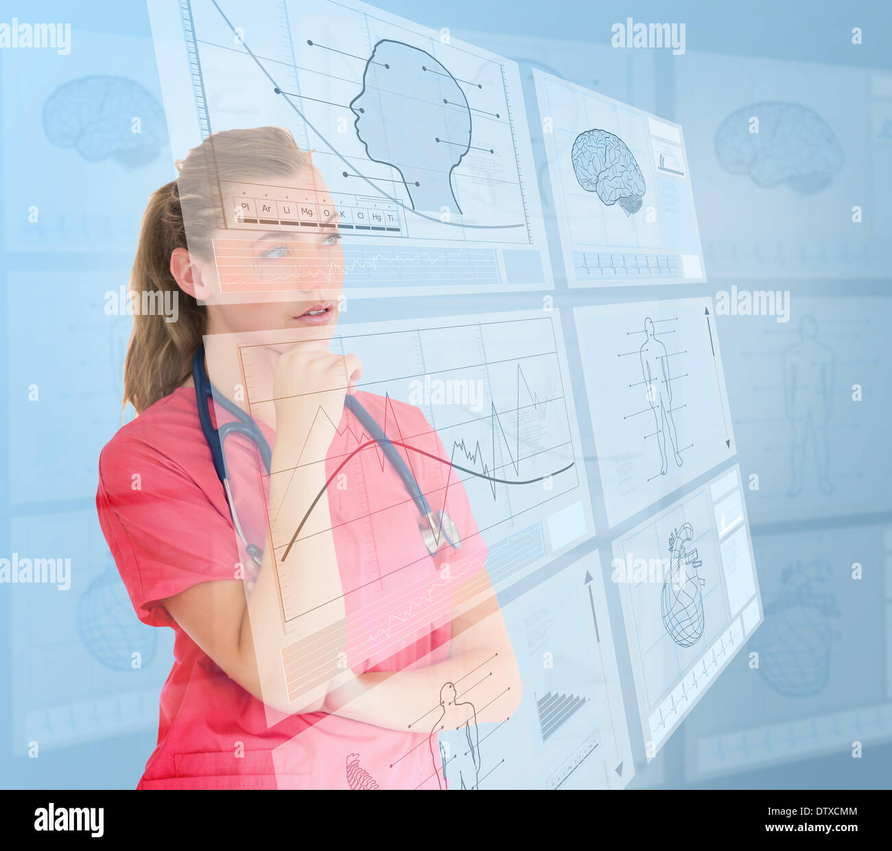 Nurse using futuristic interfaces Stock Photo - Alamy