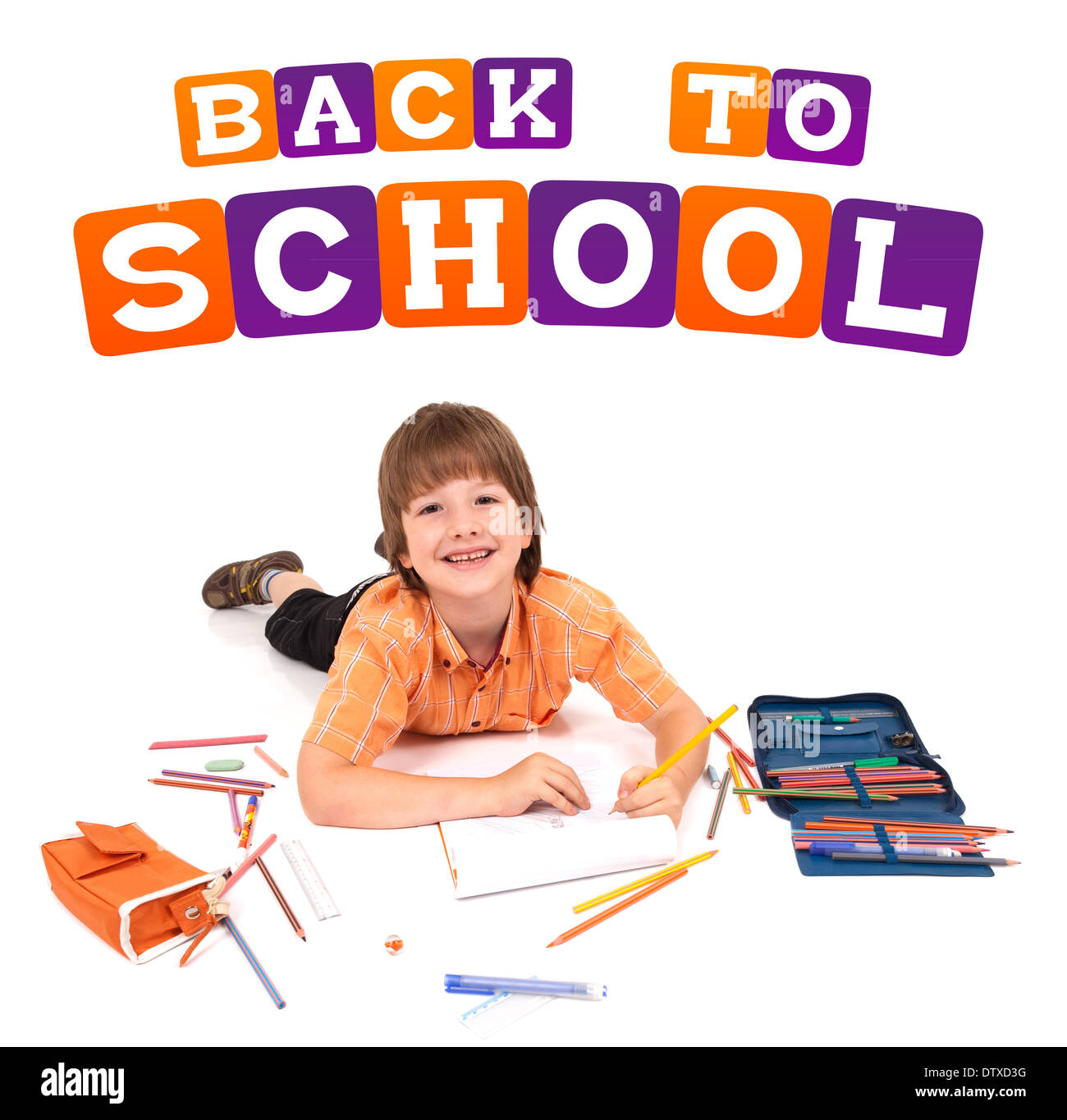 boy posing for back to school theme Stock Photo - Alamy