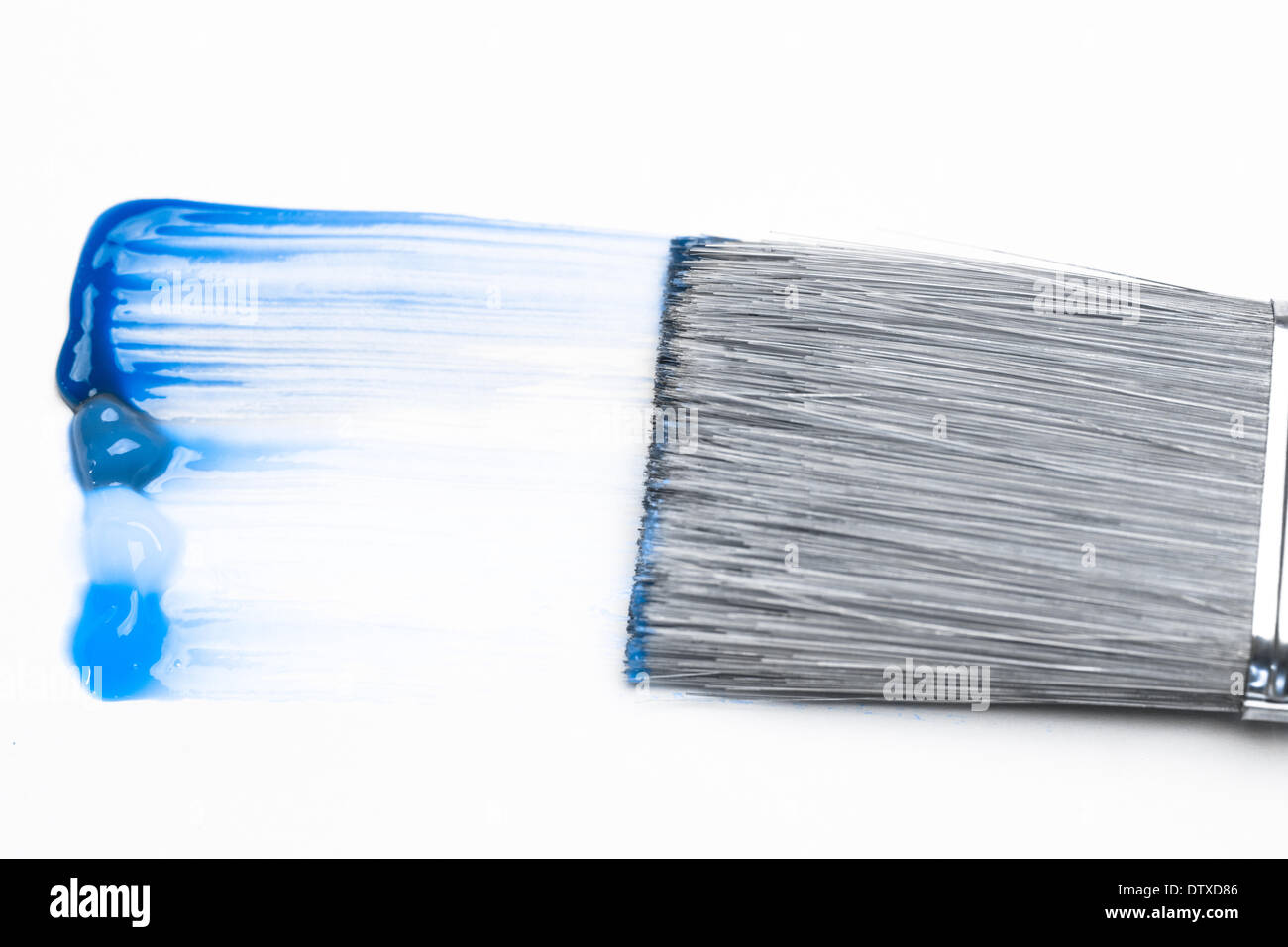 Paintbrush with blue brush stroke Stock Photo - Alamy