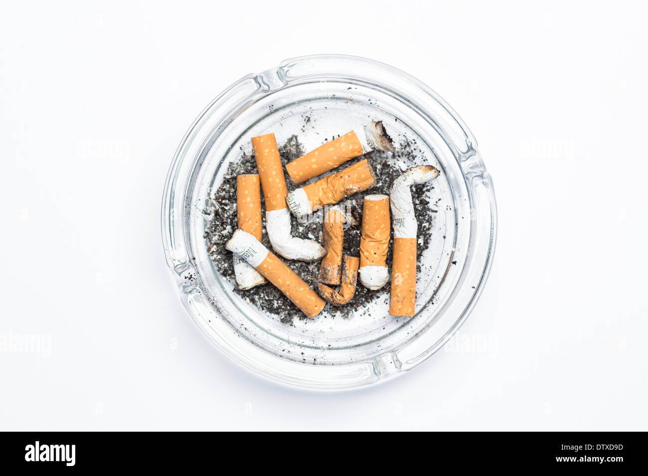 Overhead of full ashtray Stock Photo - Alamy