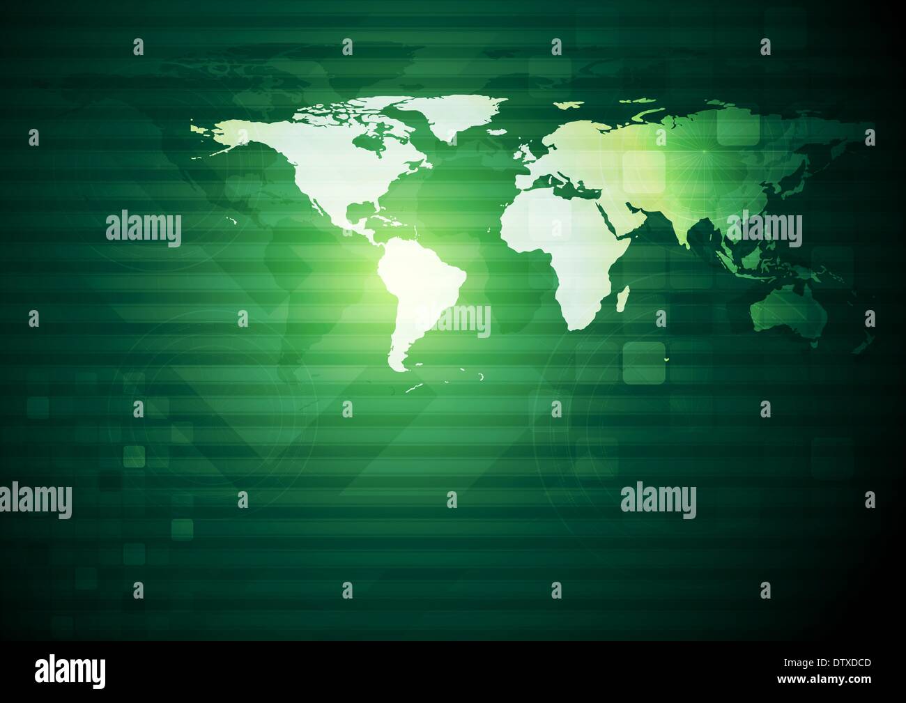 Dark green technology design with world map Stock Photo - Alamy