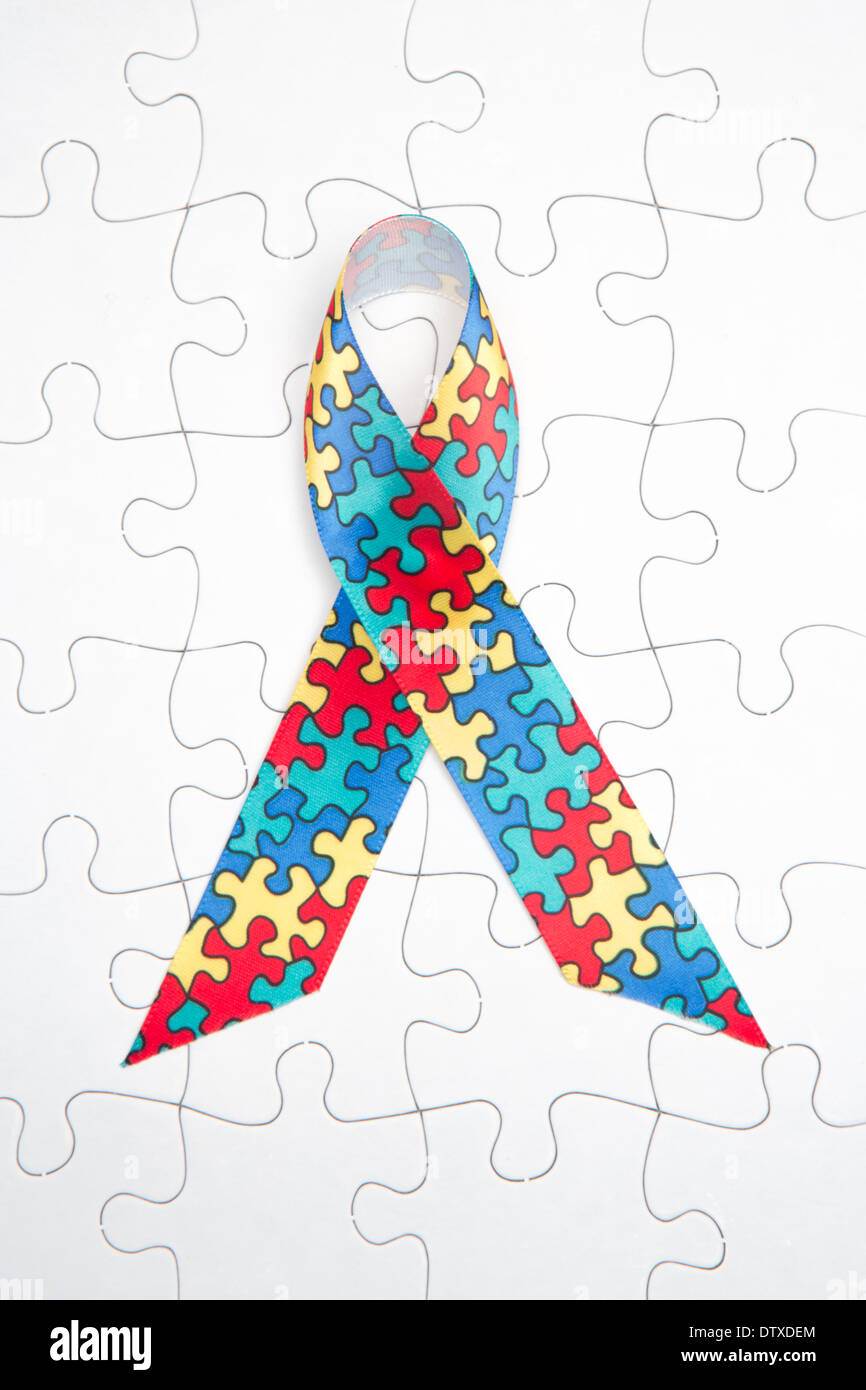 Awareness ribbon for autism and aspergers Stock Photo - Alamy