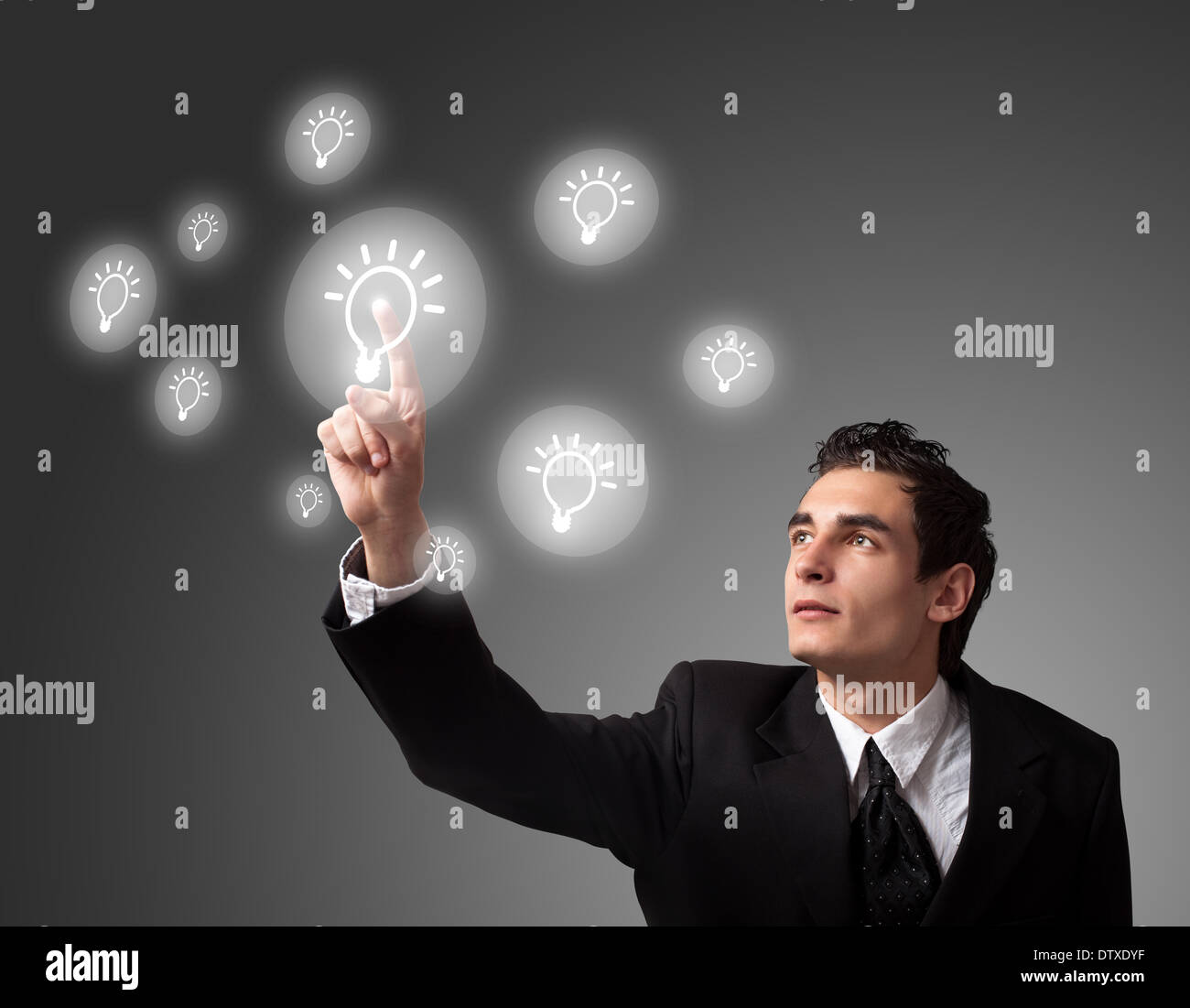 man pressing a touchscreen button Stock Photo - Alamy