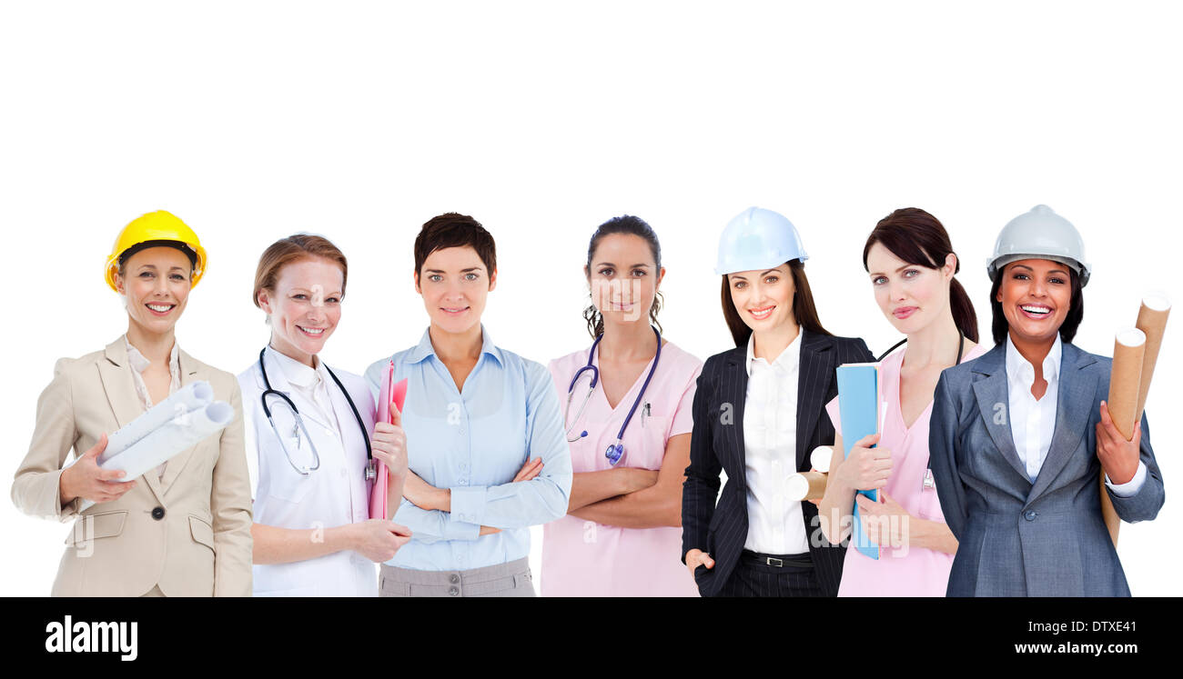 Happy female workers Stock Photo - Alamy
