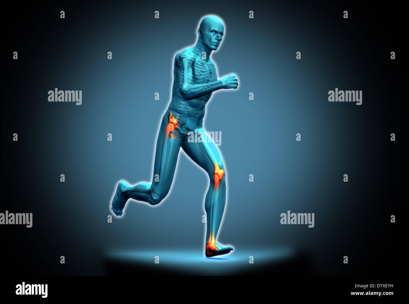 Blue human figure running Stock Photo - Alamy