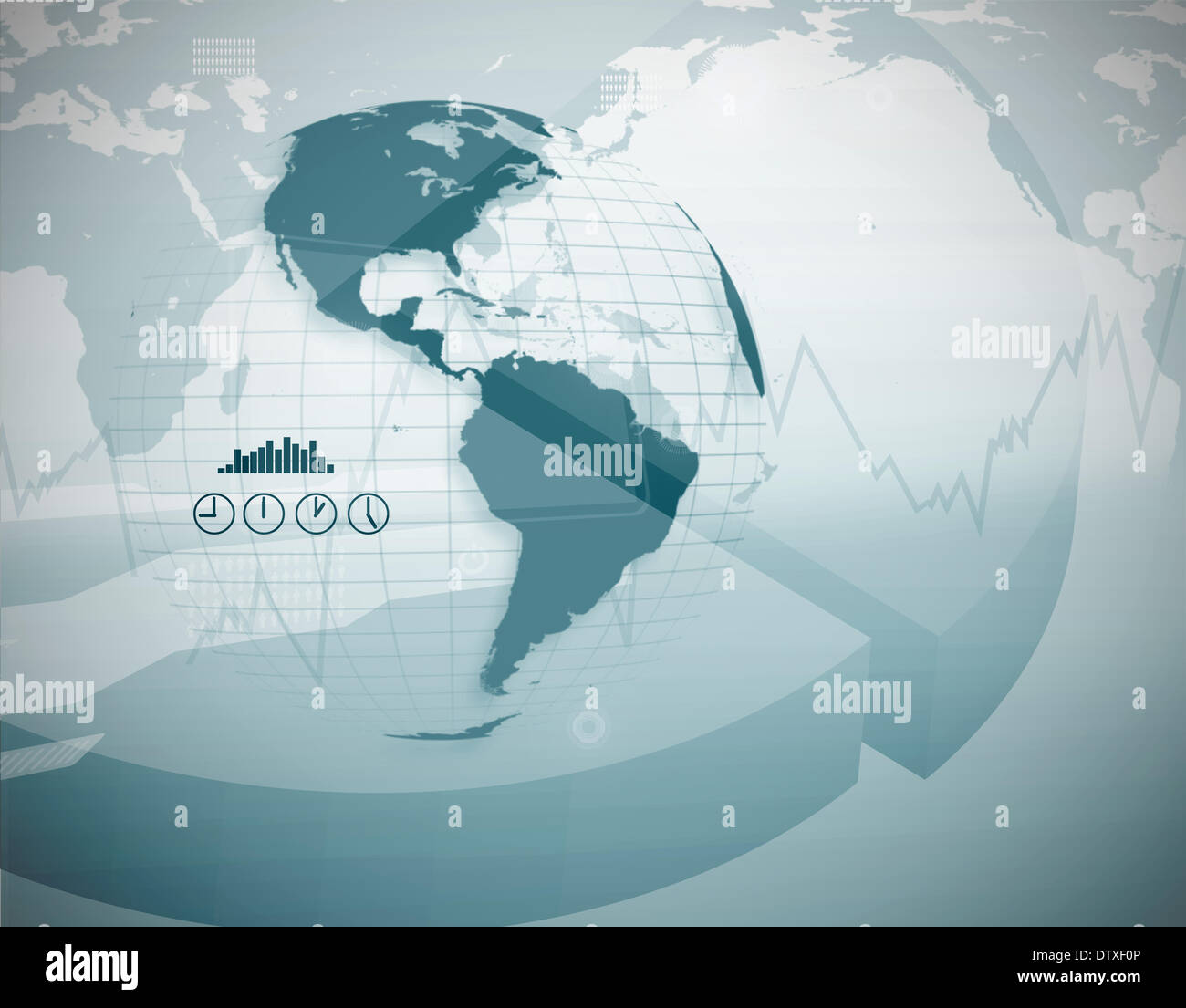 World map interface with graph and line Stock Photo - Alamy