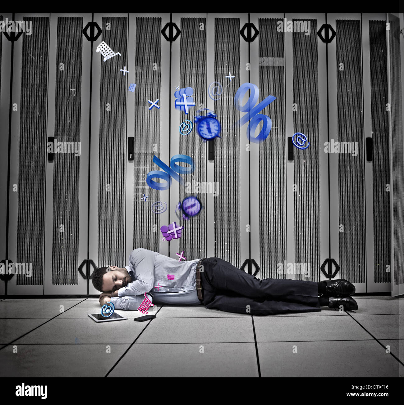 Data worker dreaming of applications Stock Photo - Alamy