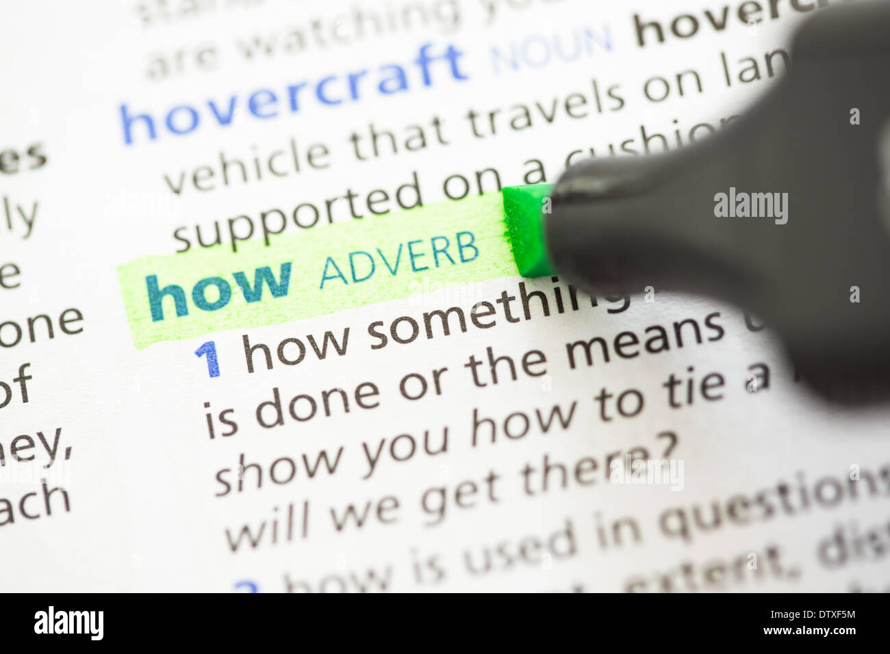 How definition highlighted Stock Photo - Alamy