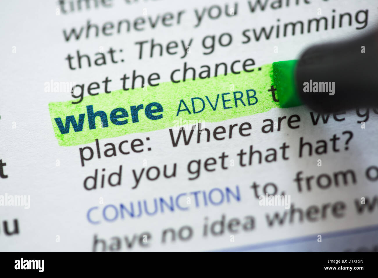 Where definition highlighted Stock Photo - Alamy