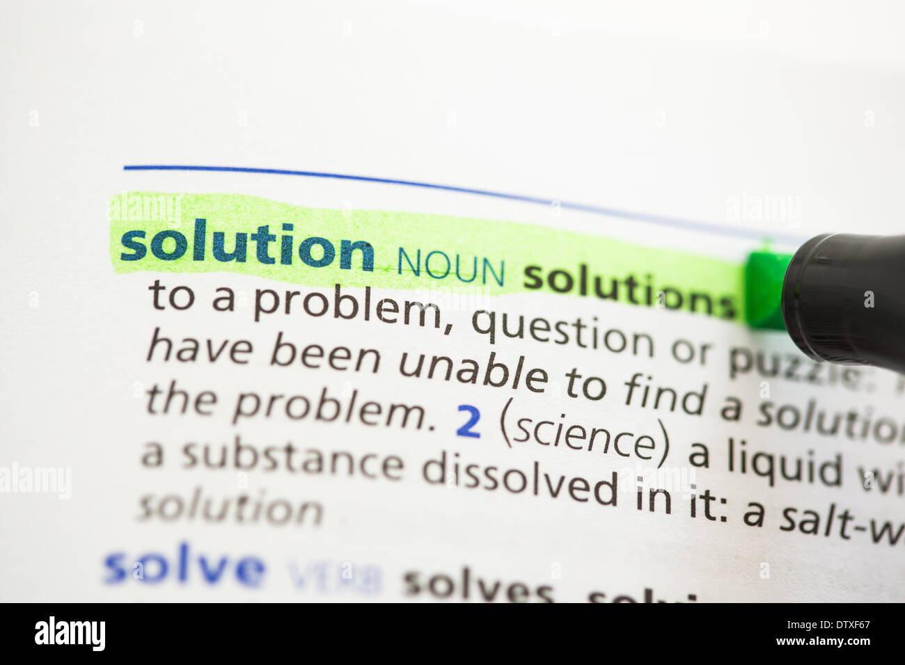 Solution definition highlighted Stock Photo - Alamy