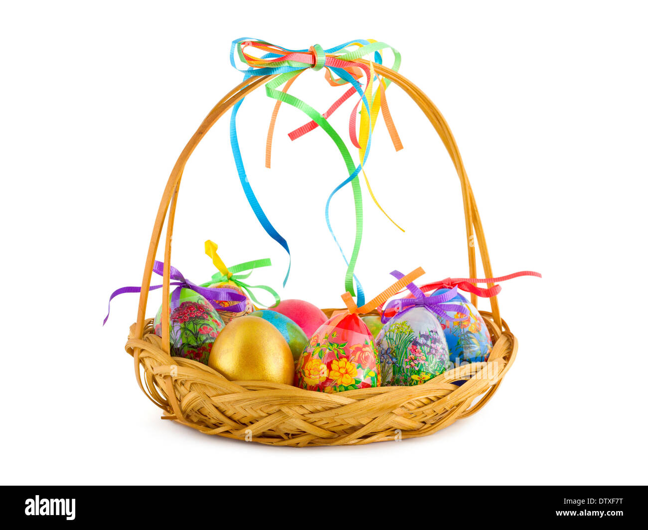 Easter eggs in basket Stock Photo - Alamy