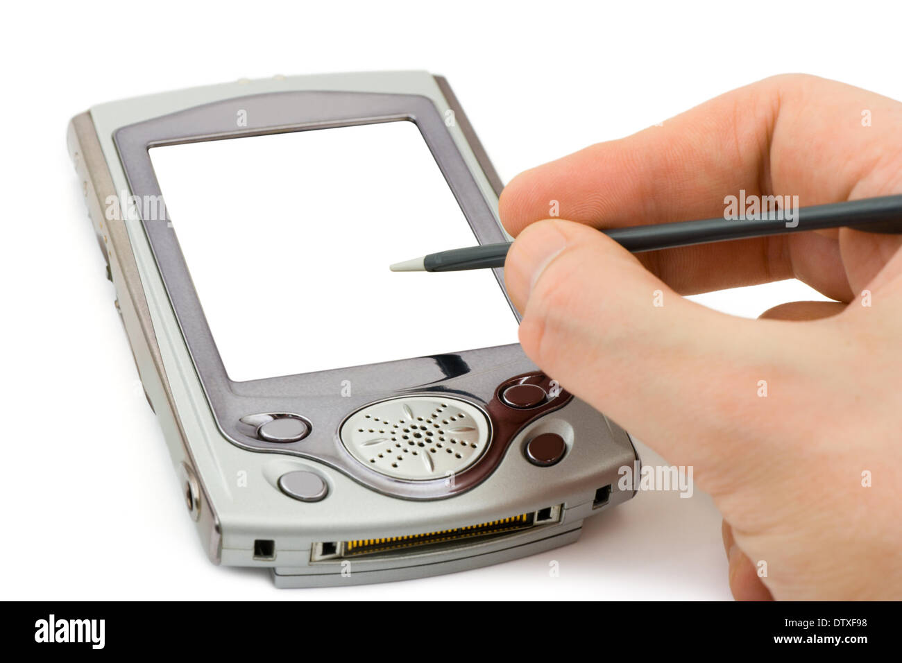 Hand with stylus and laptop Stock Photo - Alamy