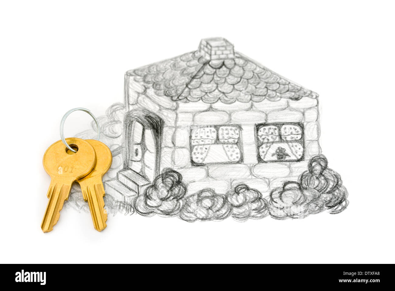 Drawing house and keys Stock Photo - Alamy