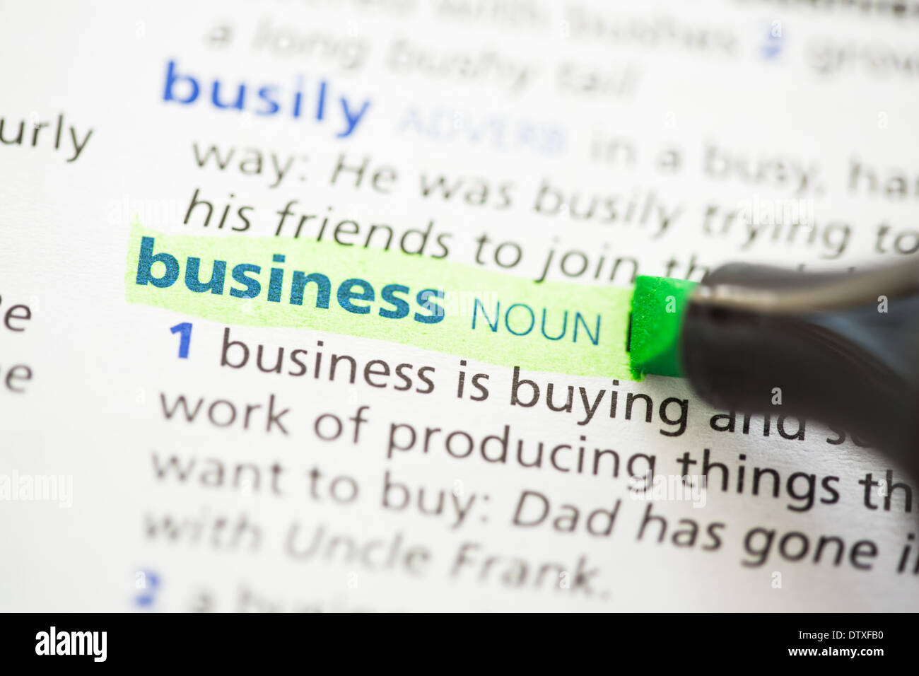 Business definition highlighted Stock Photo - Alamy
