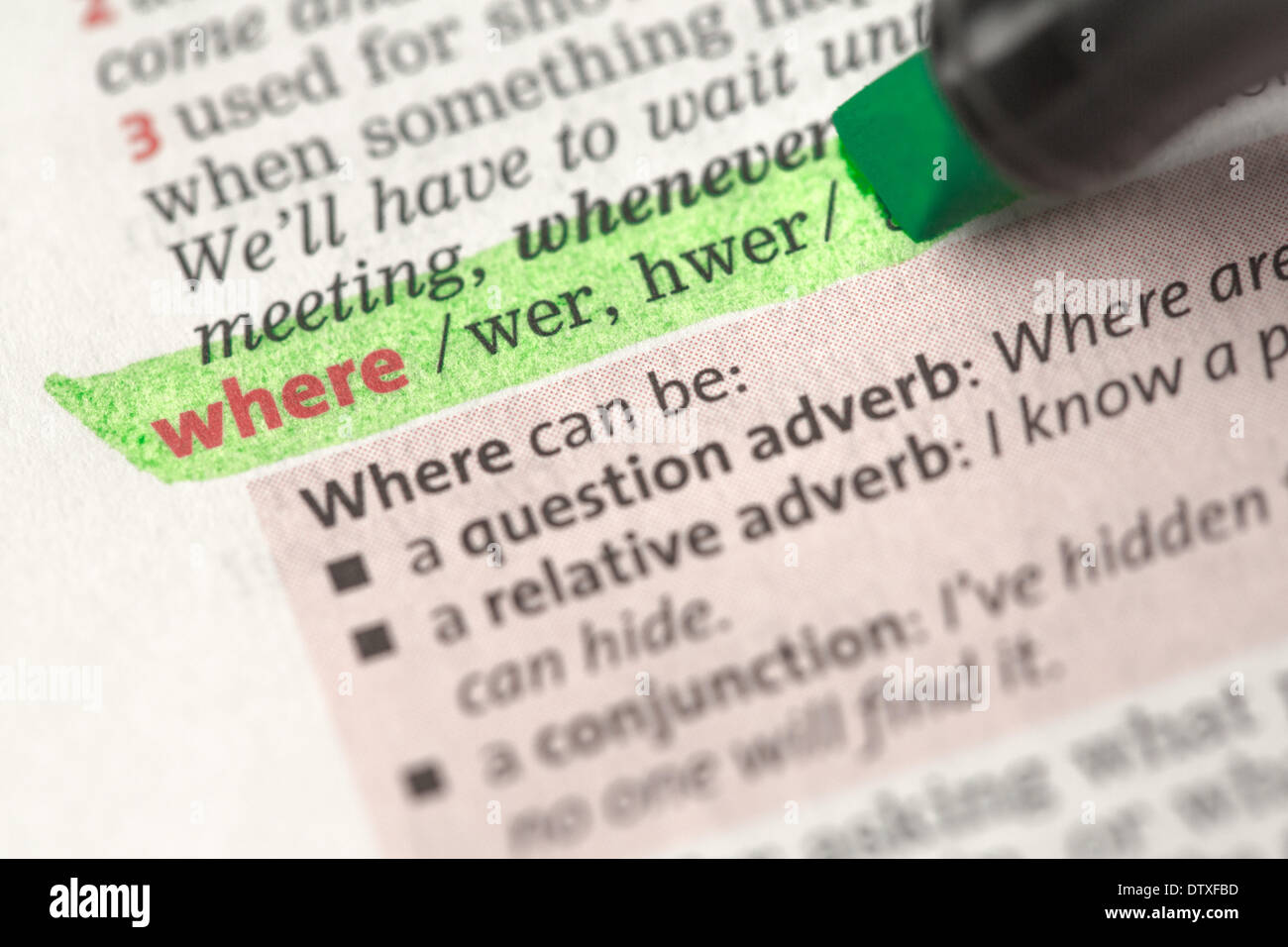 Where in the dictionary Stock Photo - Alamy