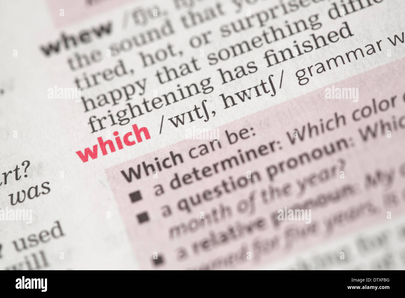 Definition of which Stock Photo - Alamy
