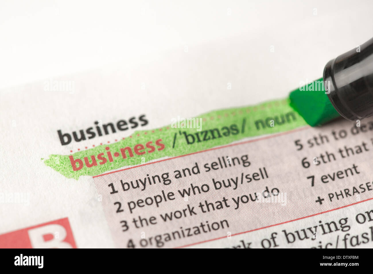 Highlighted definition of business Stock Photo - Alamy