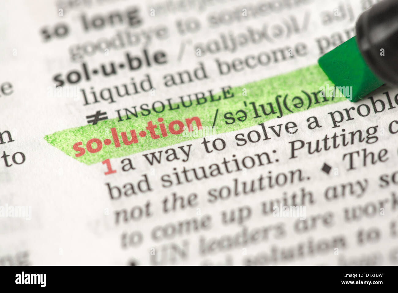 Solution definition highlighted hi-res stock photography and images - Alamy
