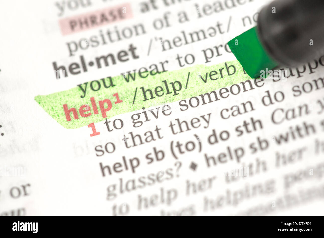 Help definition highlighted in green Stock Photo - Alamy
