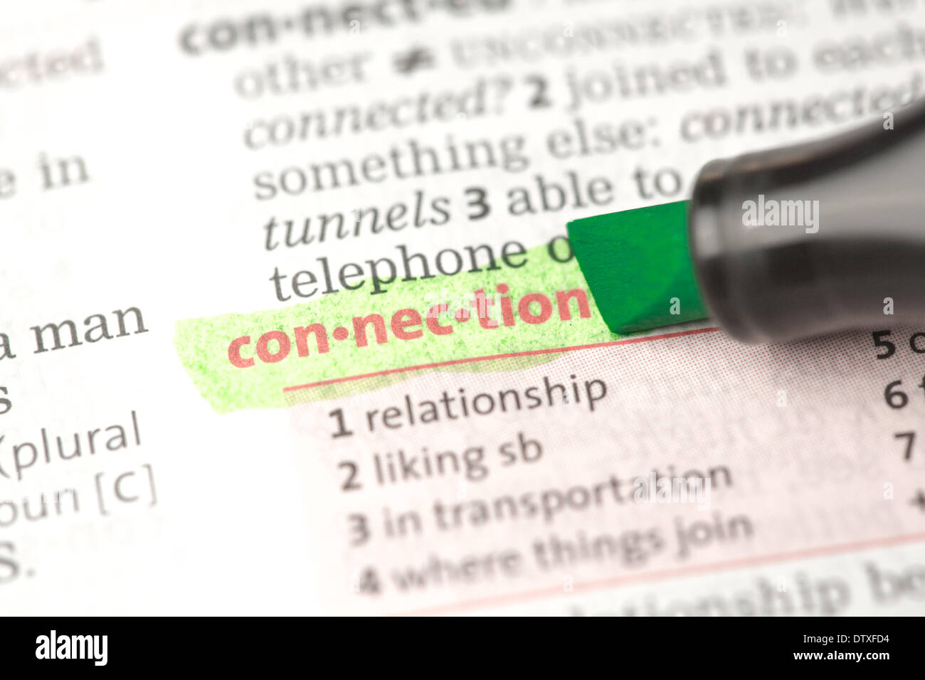 Connection definition highlighted in green Stock Photo - Alamy Connection definition highlighted in green Stock Photo - Alamy