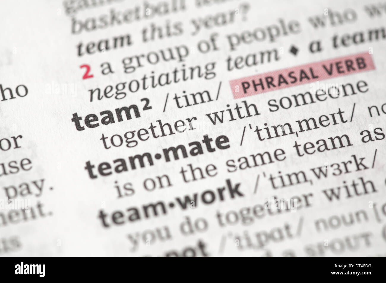 Teamwork dictionary definition hi-res stock photography and images - Alamy