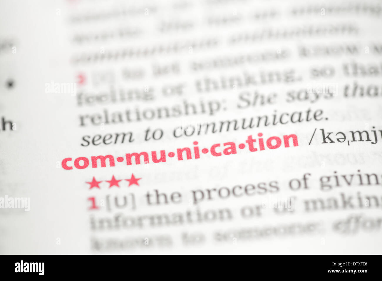 Close up communication definition hi-res stock photography and images ...