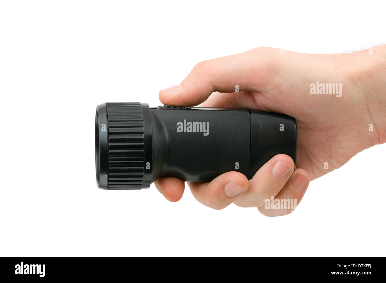 Flashlight in hand Stock Photo - Alamy