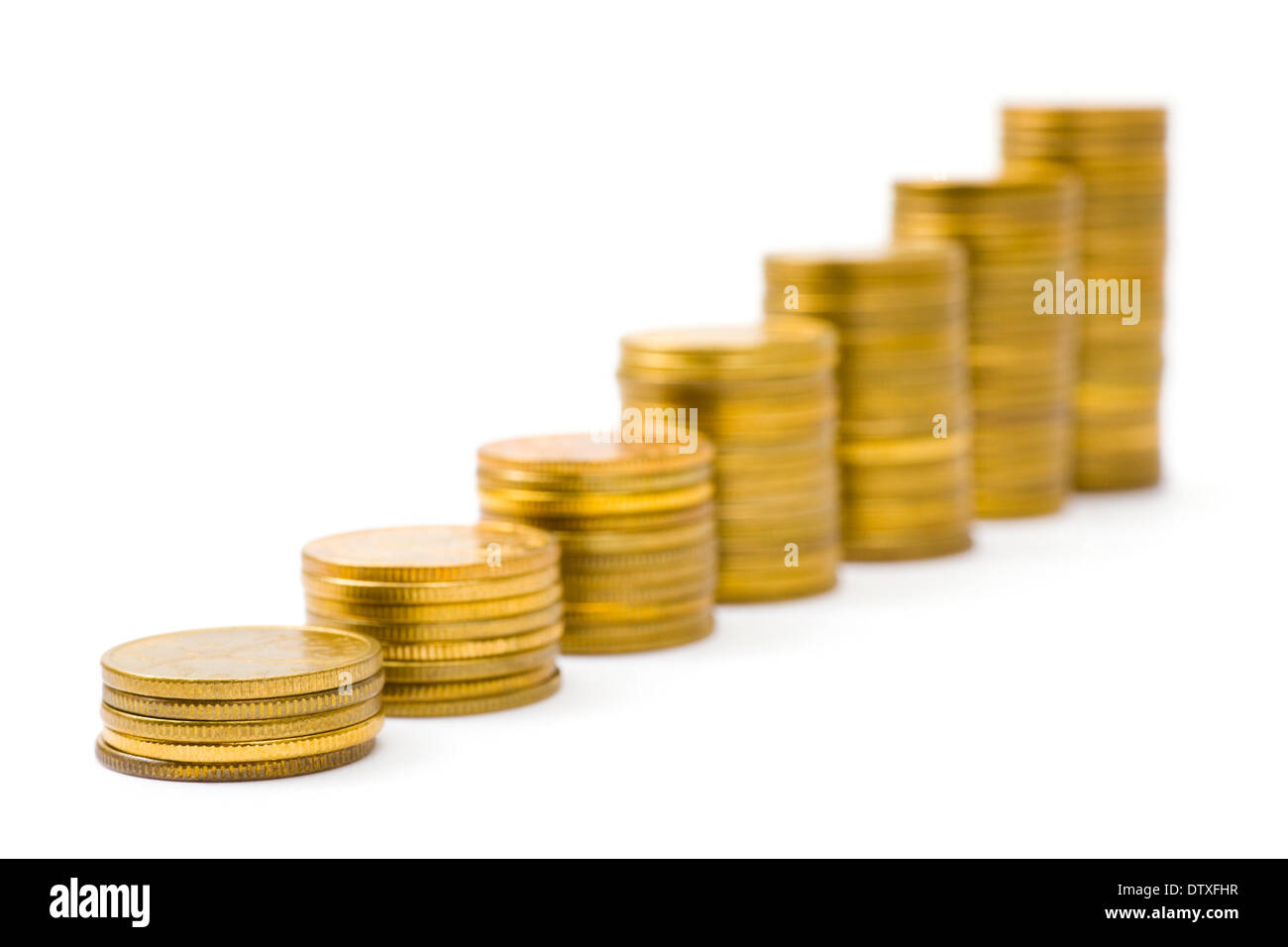 Gold coins staircase Stock Photo - Alamy
