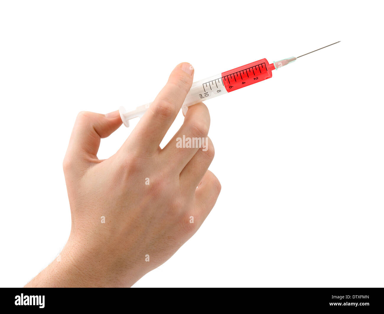 Hand holding red insulin injection hi-res stock photography and images ...