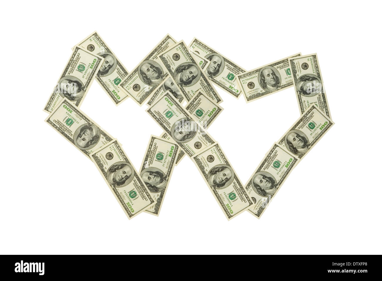 Two connected money hearts Stock Photo - Alamy