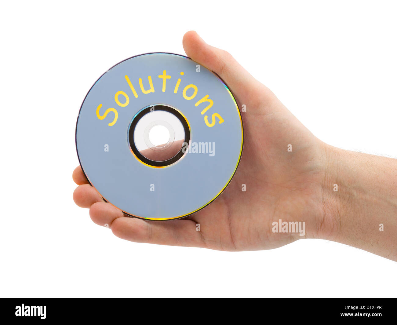 Hand with cd Solutions Stock Photo - Alamy