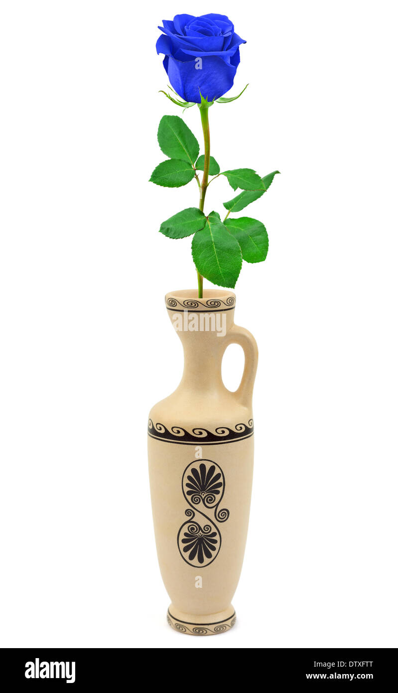 Blue rose in retro vase Stock Photo - Alamy