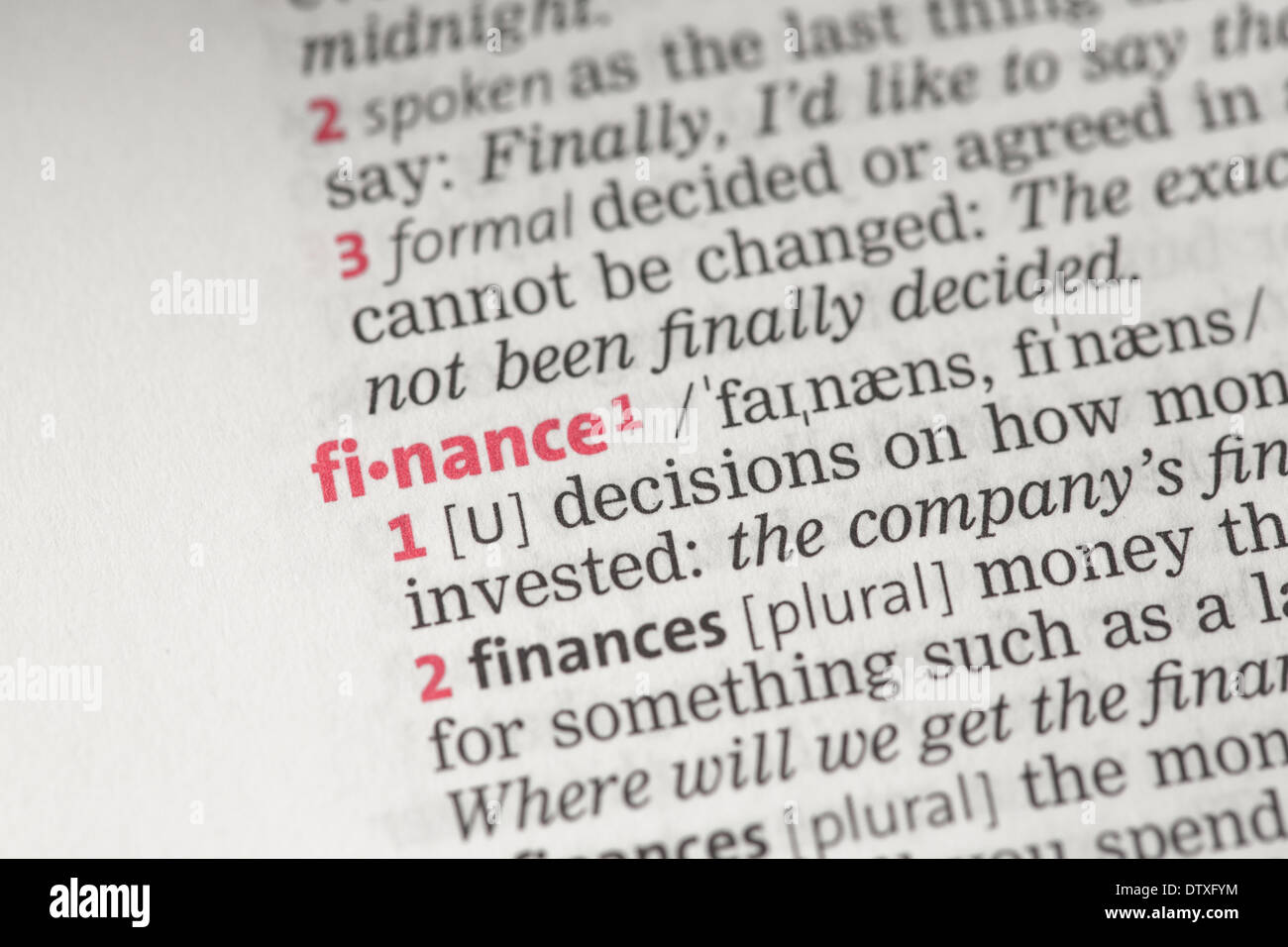 Finance definition hi-res stock photography and images - Alamy