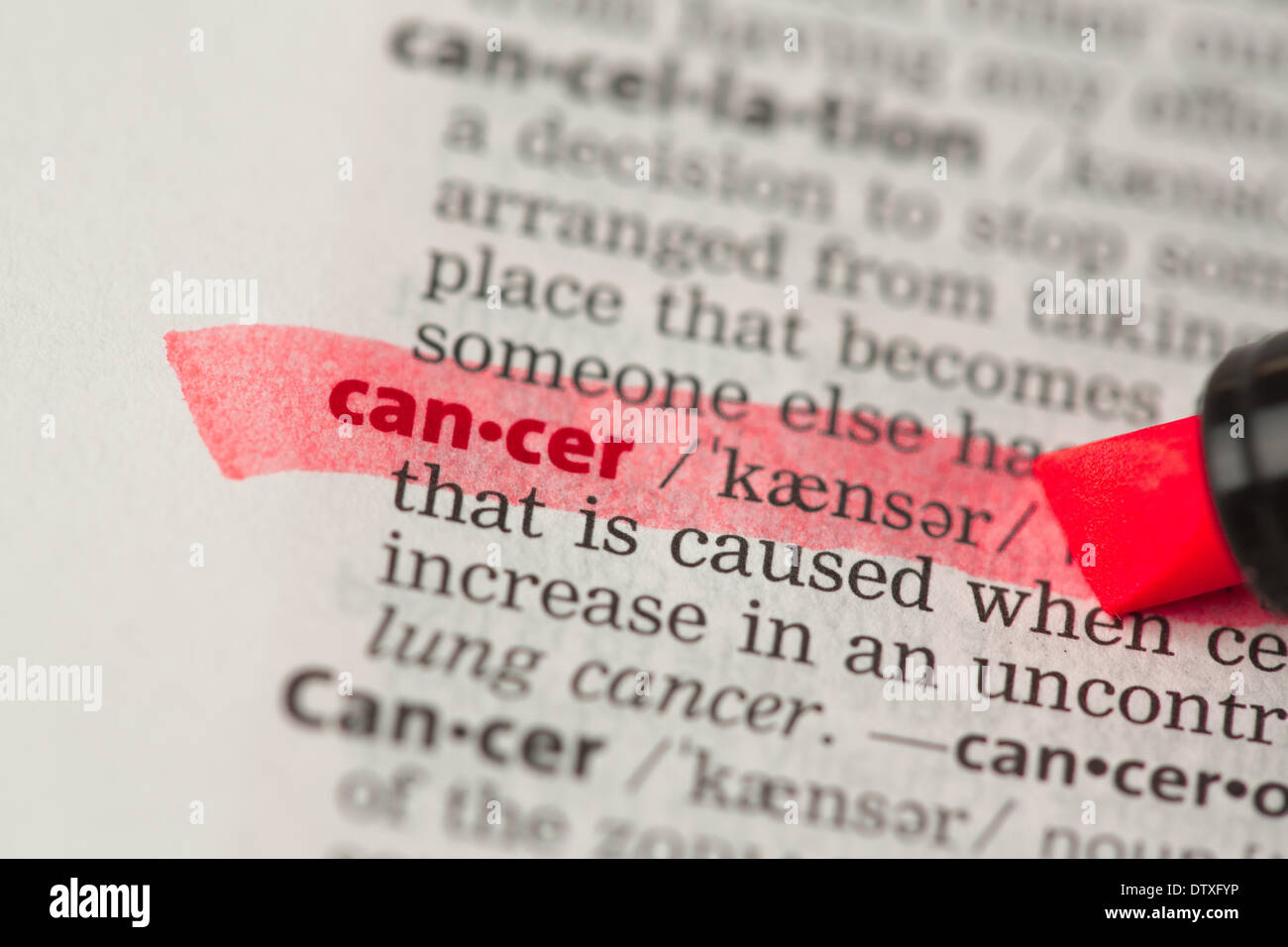 Cancer definition highlighted in red Stock Photo - Alamy