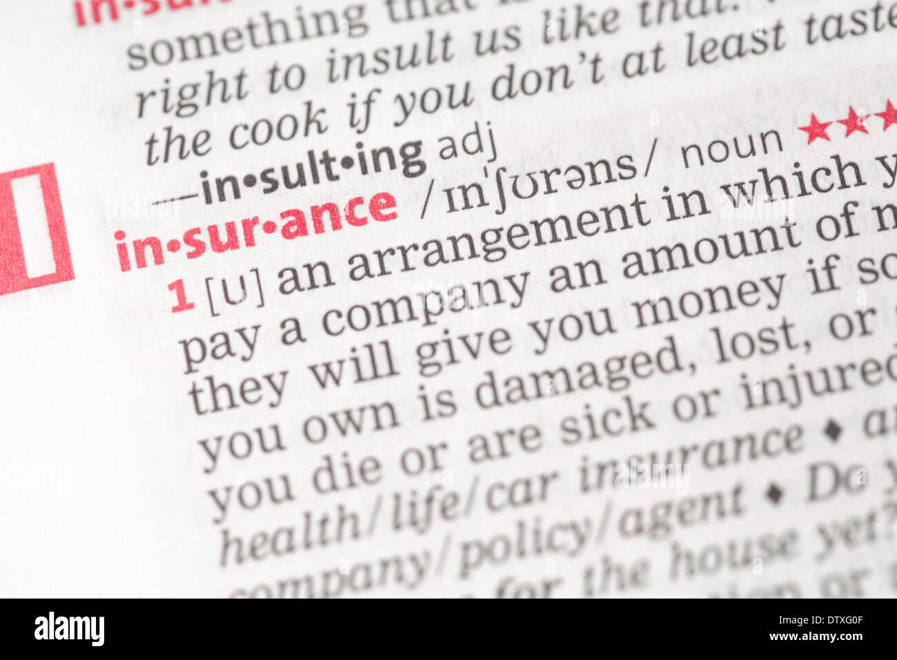 Insurance definition hi-res stock photography and images - Alamy