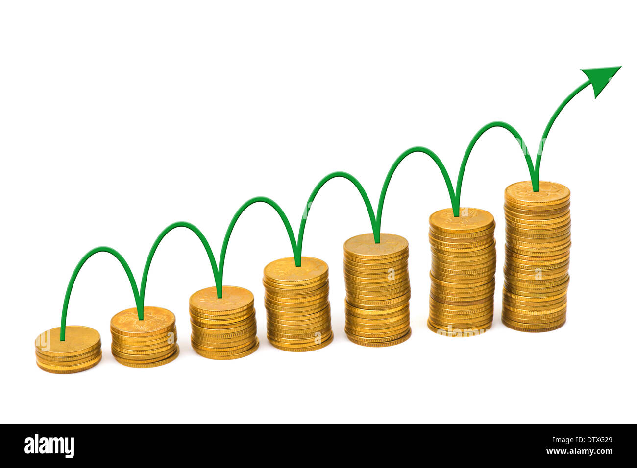Arrow and money staircase Stock Photo - Alamy